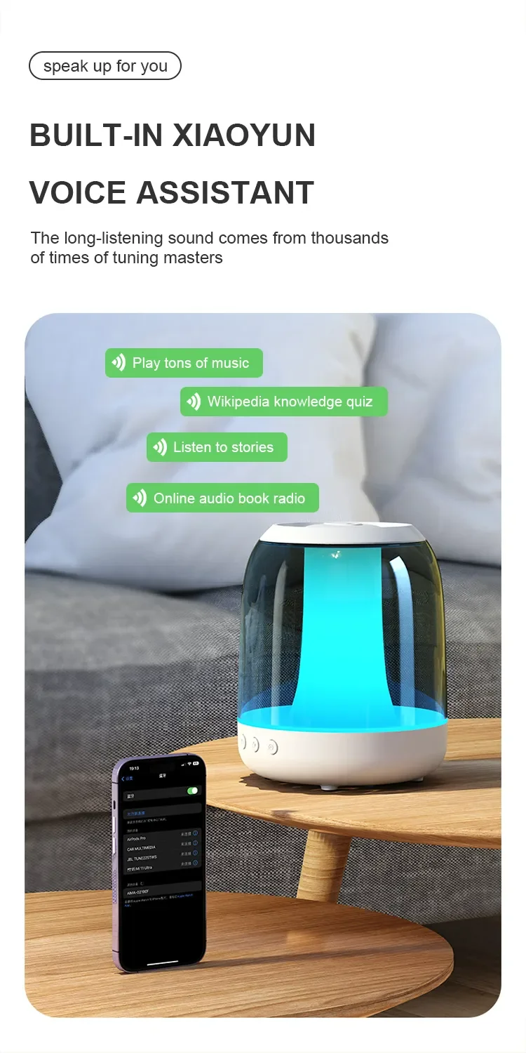 Smart Home Appliances 7 Color Led Light Wireless Speaker Humidifiers ...