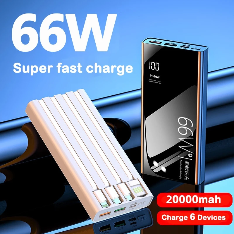 66w Super Fast Charging Power Bank Portable 20000mah Charger Digital ...