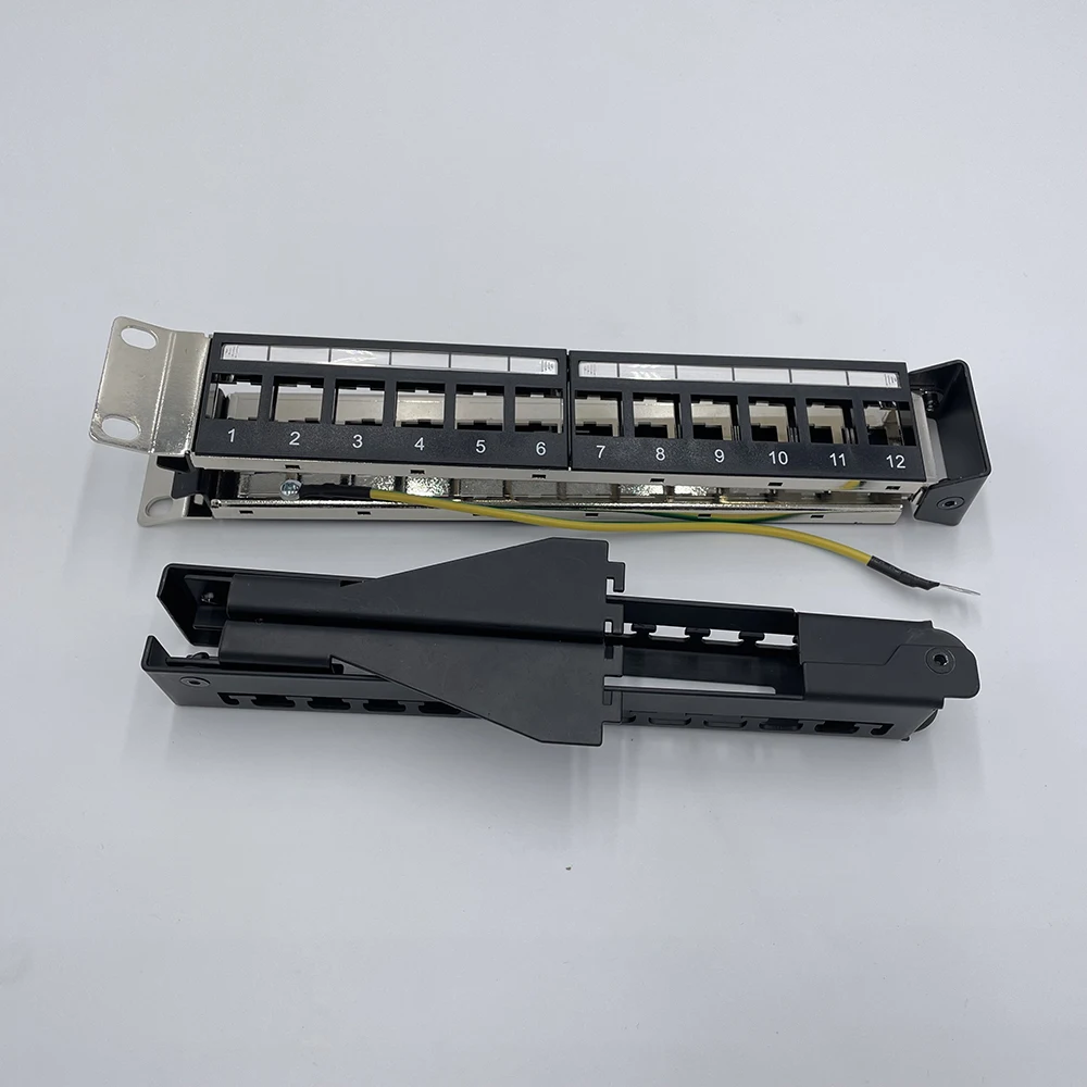 24 Port Angled Patch Panel CAT6A STP 1U Height Keystone Jack for ...