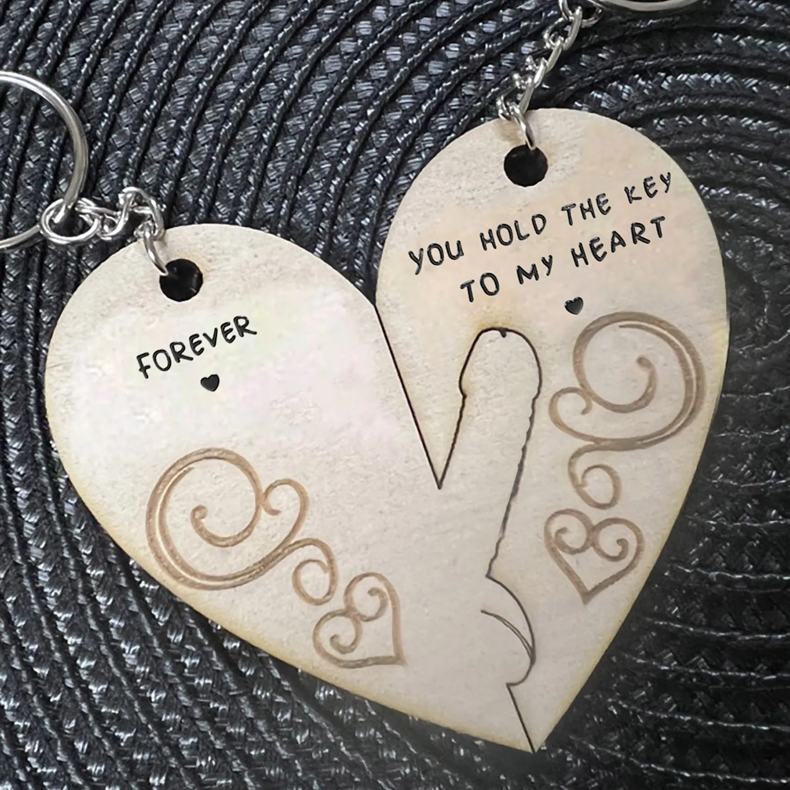 Valentine s Day gift wood crafts pendant custom wood heart engraved love You Hold The Key To My Heart Couple wedding Key chains