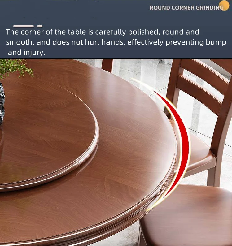 New Chinese Solid Round Wood Dinner Table Turntable Dining Table and ...