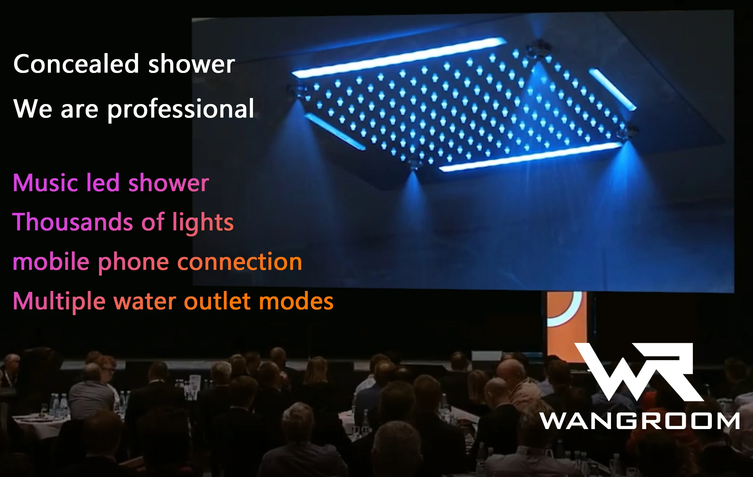 Wr Bathroom Music Shower System Ceiling 16 Inch Led Rain Showerhead 3 ...