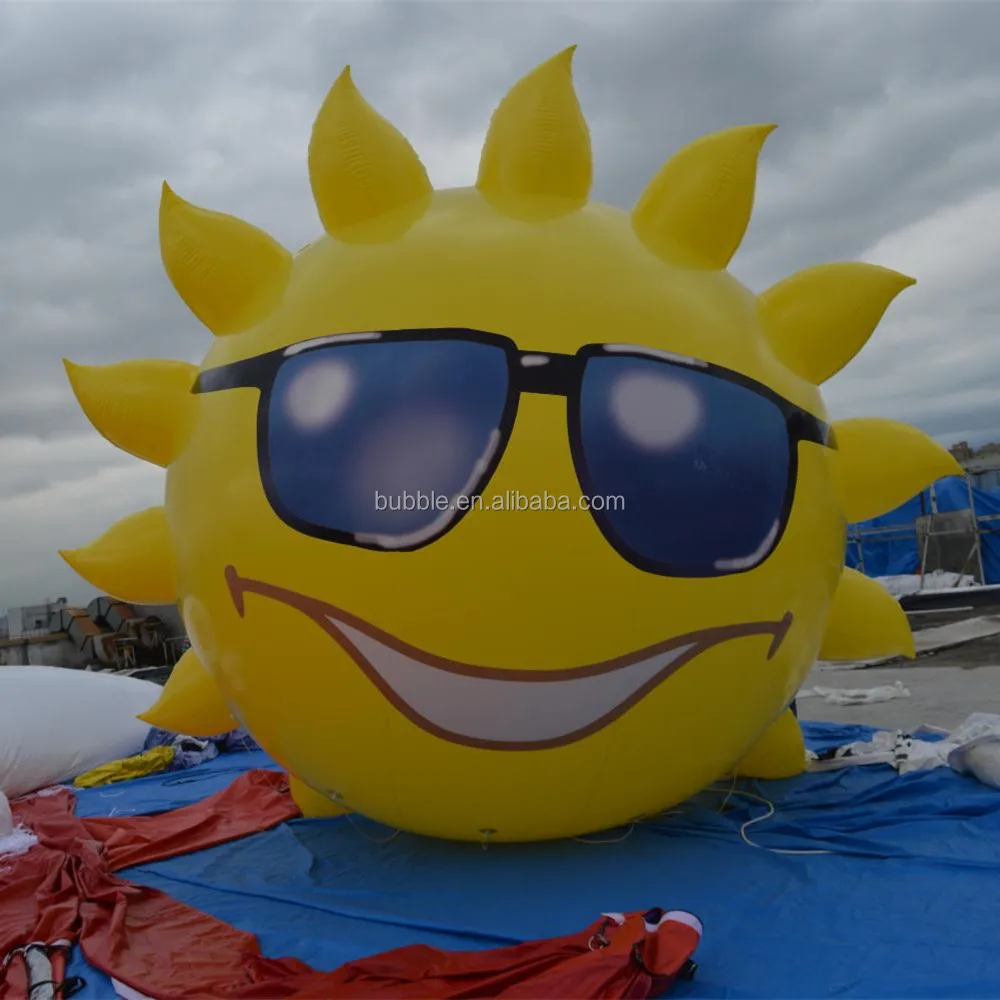Huge Yellow Inflatable Sun with Sunglasses Helium Balloon