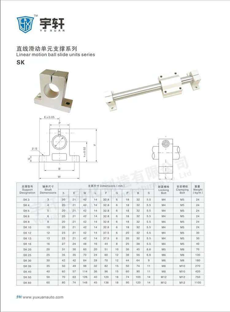 Aluminium 20mm Linear Shaft Support SK20 - High Precision