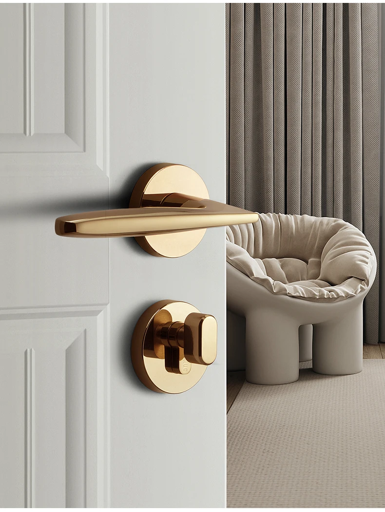 Nordic Style Modern Design PVD Gold Finish Zinc Alloy Door Lock Set ...