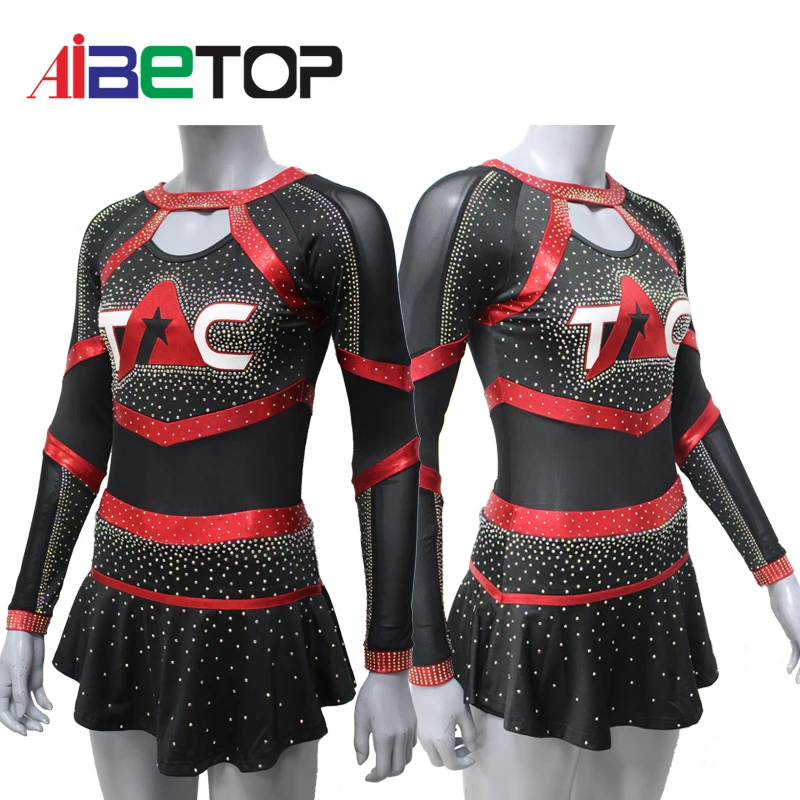 Design Your Own Custom Red Cheerleading Uniforms Spandex Rhinestones ...