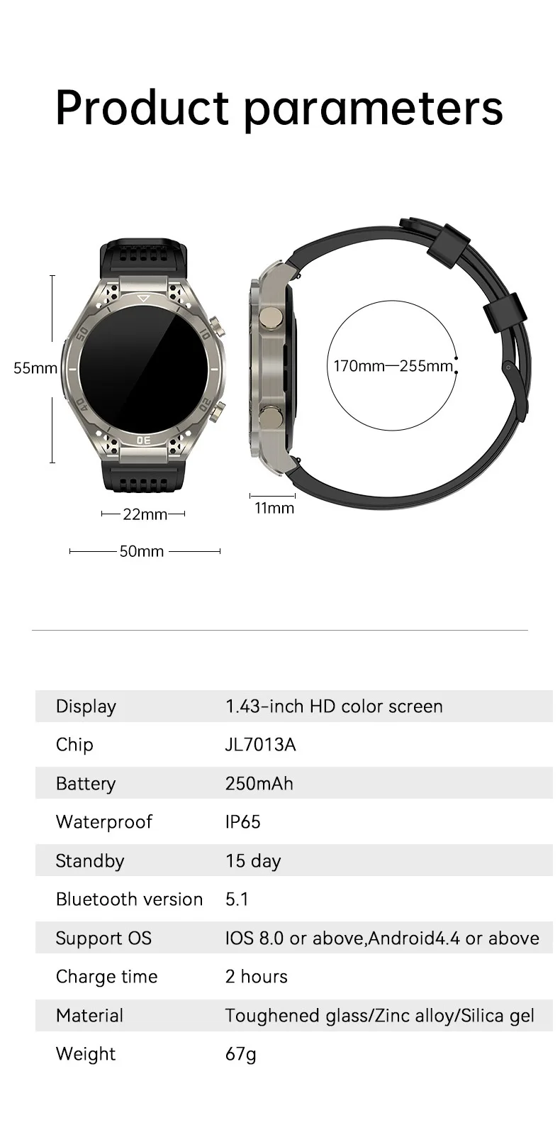 Smart Watch 2024 New Premium Quality Ja01 Round 1.43-inch Amoled Screen ...