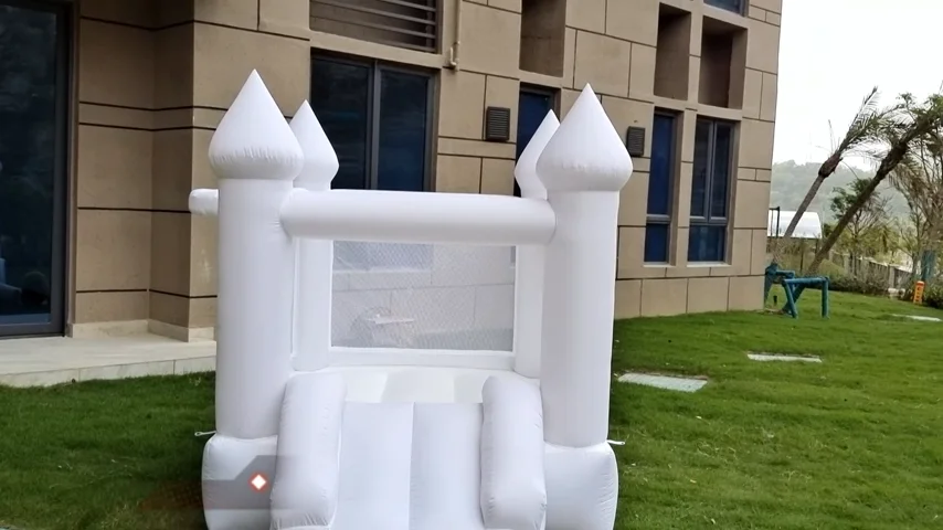 Small White Bounce House Kids Inflatable Wedding Bouncer Moon Castle ...