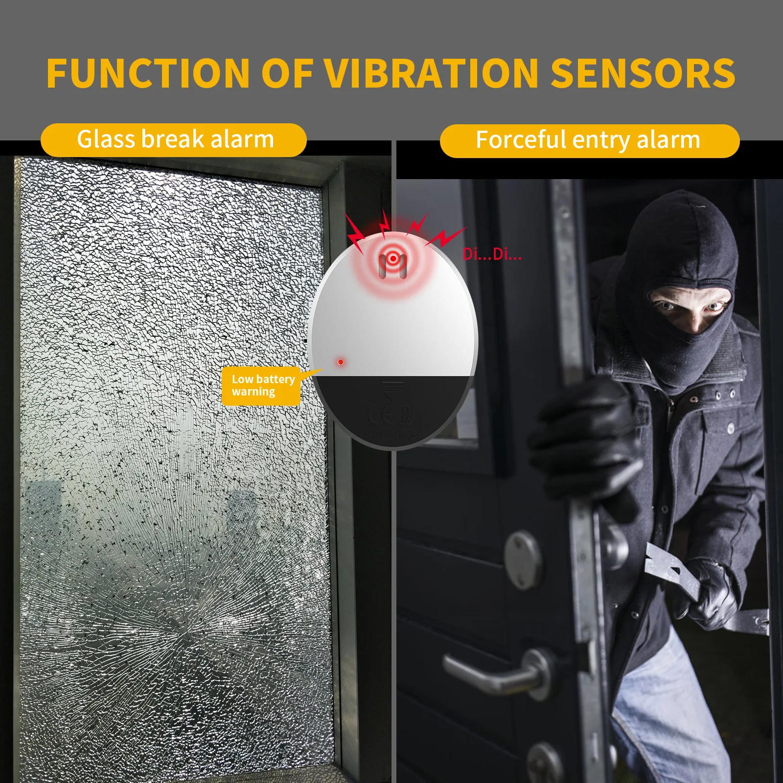 Oriteck Anti Theft Burglar Window Door Vibration Alarm Sensor Portable ...