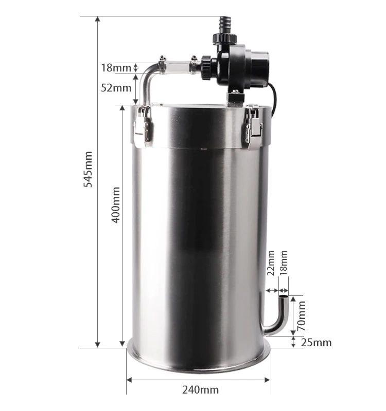 Stainless Steel Filter Canister - ADA Style Aquarium Filter