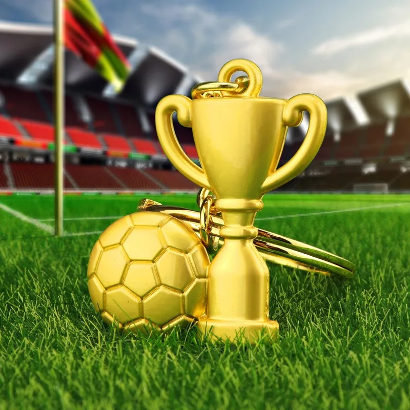 Custom Mini Matt Gold Shape Football Cup 3d Trophy Keyring Metal - Buy ...