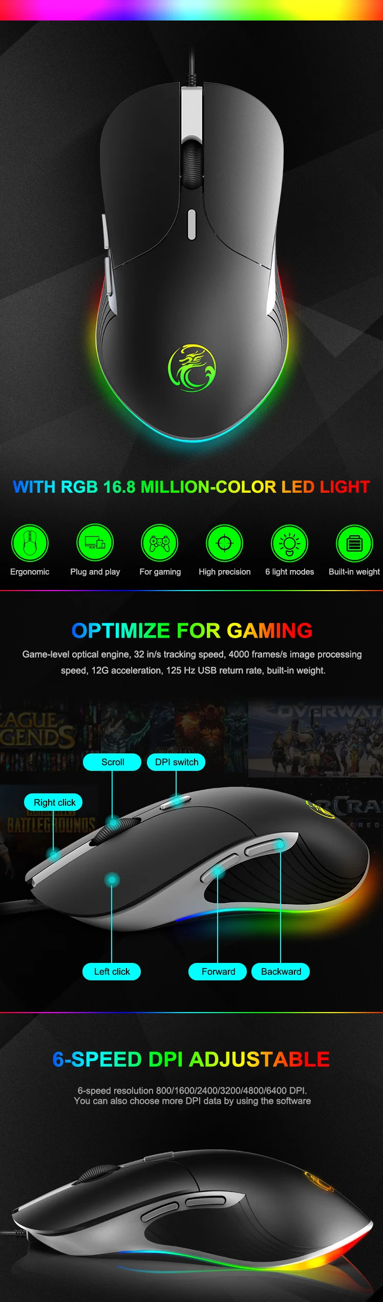 Rgb Gaming Mouse X6 Gaming Mouse New Mouse Gaming Wired - Buy Gaming ...
