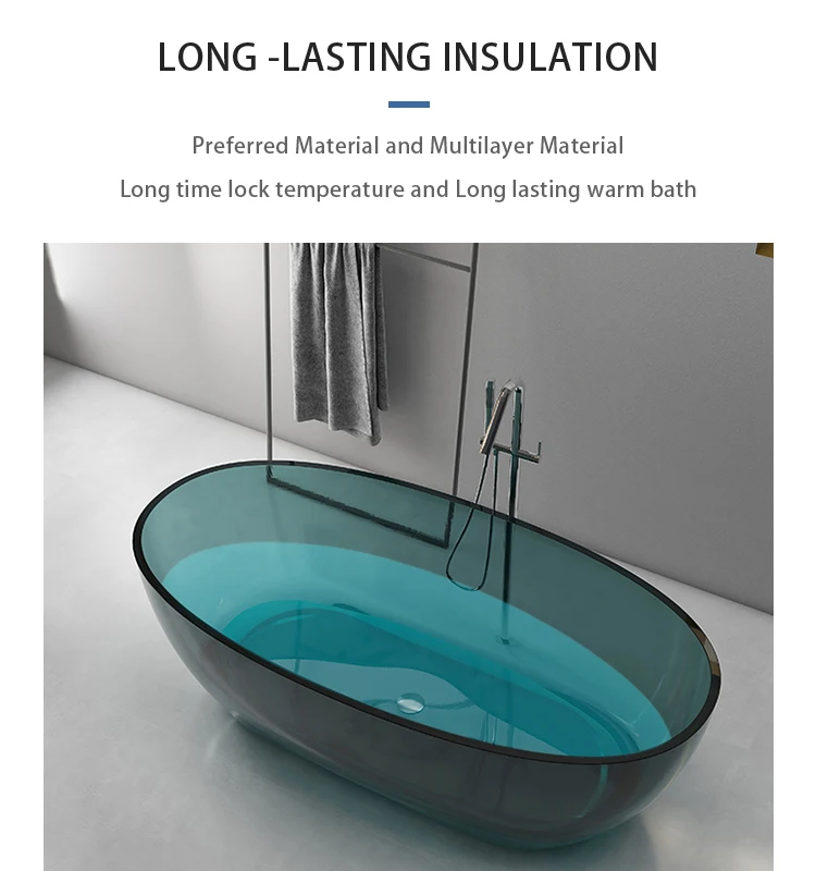 Transparent Bathtub Blue Color Transparent Resin Freestanding Bathtubs ...