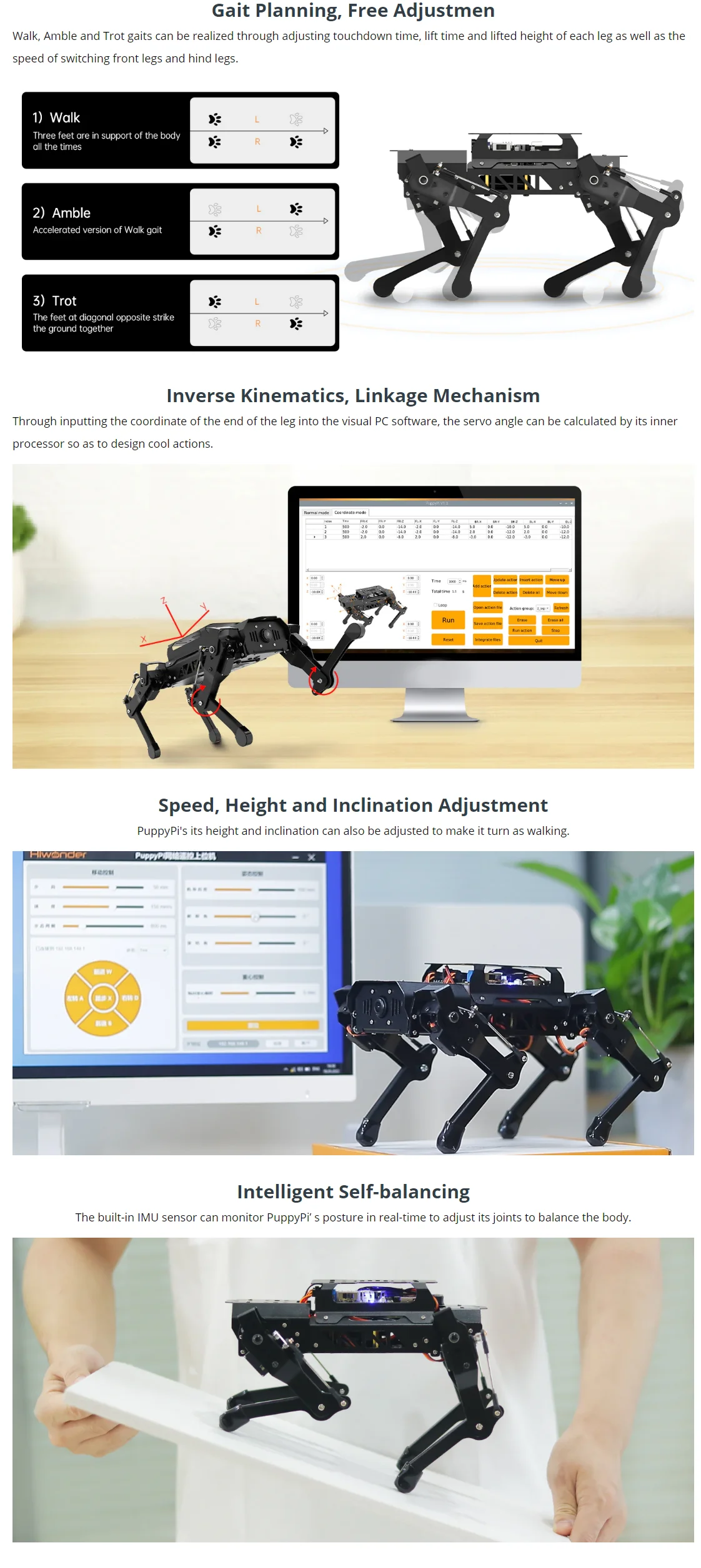 Hiwonder Puppypi Pro Ros Raspberry Pi Small Robot Dog Ai Lida ...