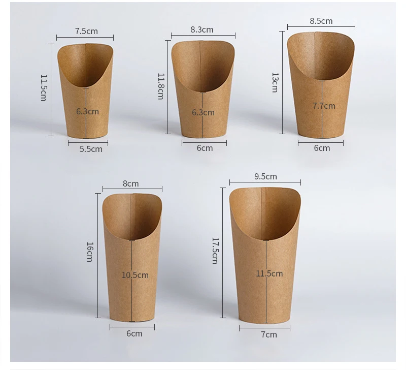 Slanted Paper French Fries Cup Party Baking Supplies 12 Instant Factory ...
