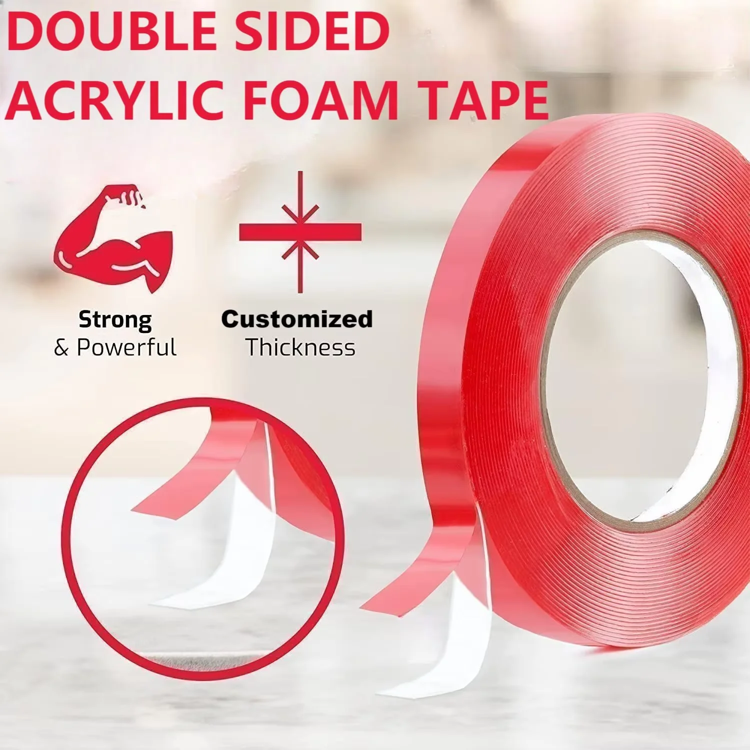 Transparent Red Film High Viscosity Double sided Acrylic Tape| Alibaba.com