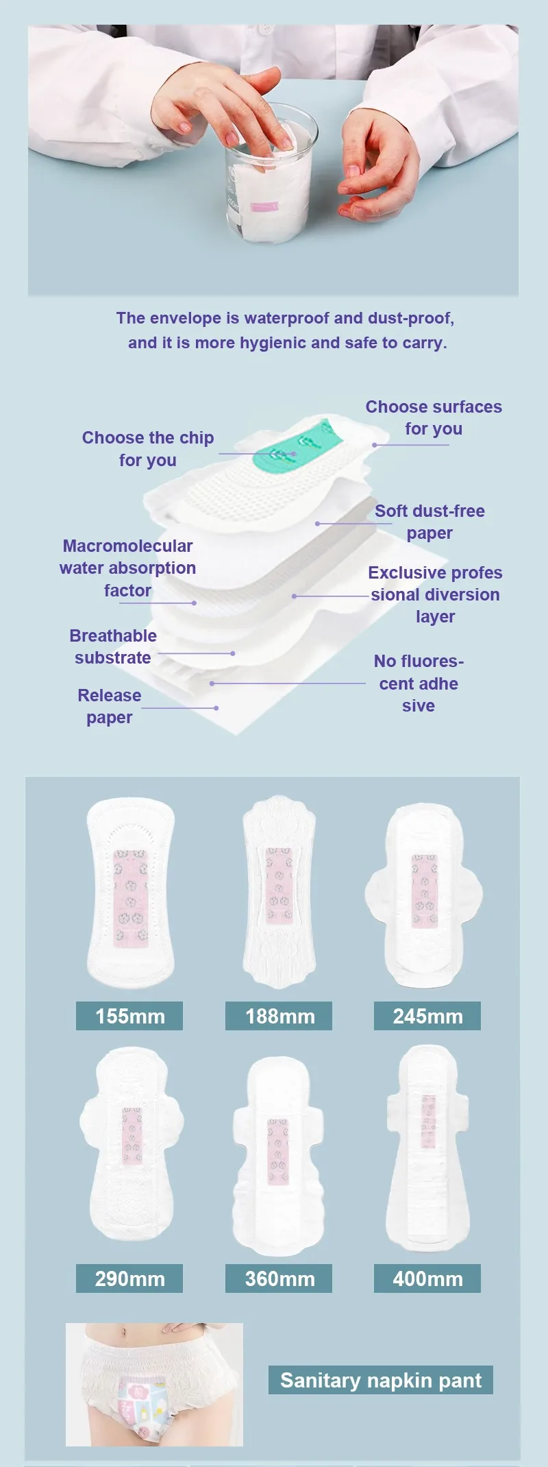 Hot Organic Period Pads Feminine Comfort Anion Chip Sanitary Napkins ...