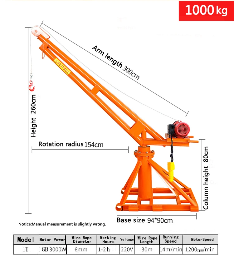 Mini Engine Crane - 360 Degrees Rotate, 1000kg Capacity