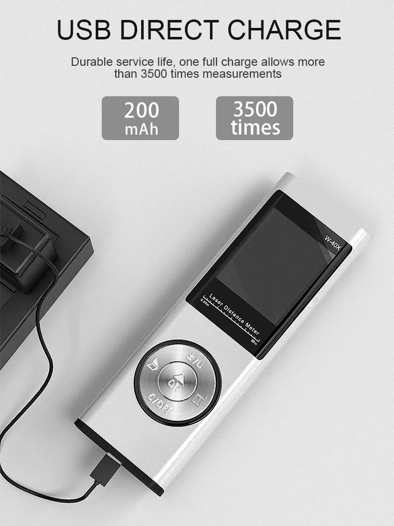 50m Metal Shell Digital Laser Measurement Meter Metro Laser Distance ...