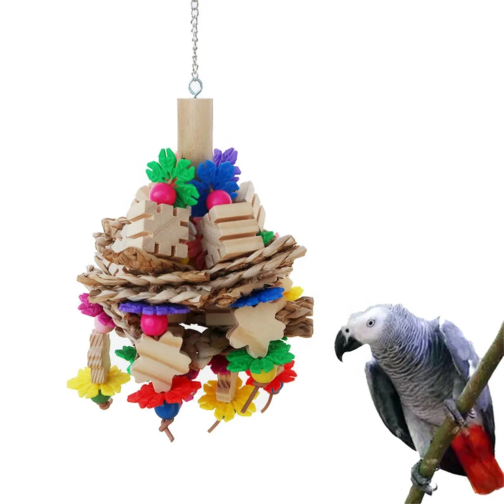 Parrot Cage Bite Toys Wooden Block Bird Parrot Toys For Medium And ...