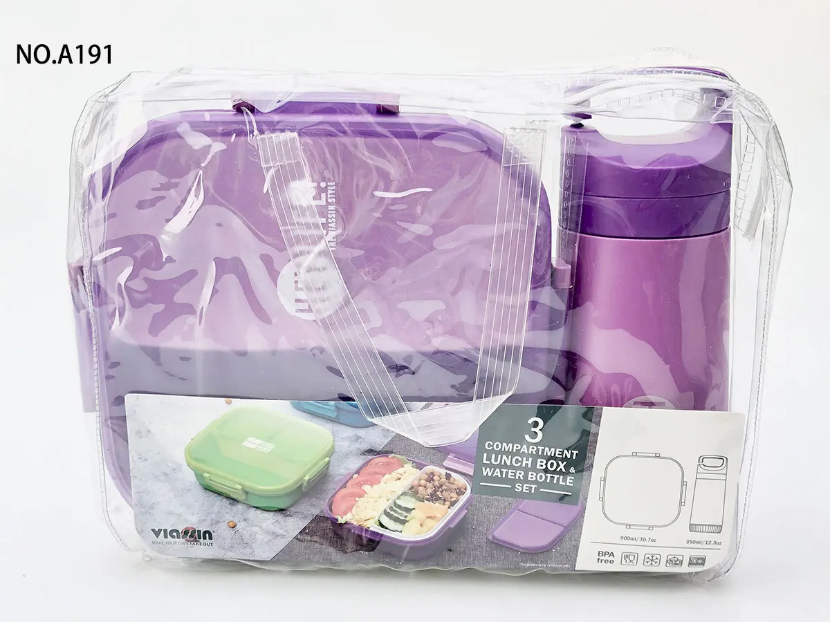 New Arrival Students 3 Compartment Leakproof Lunch Box With Water ...