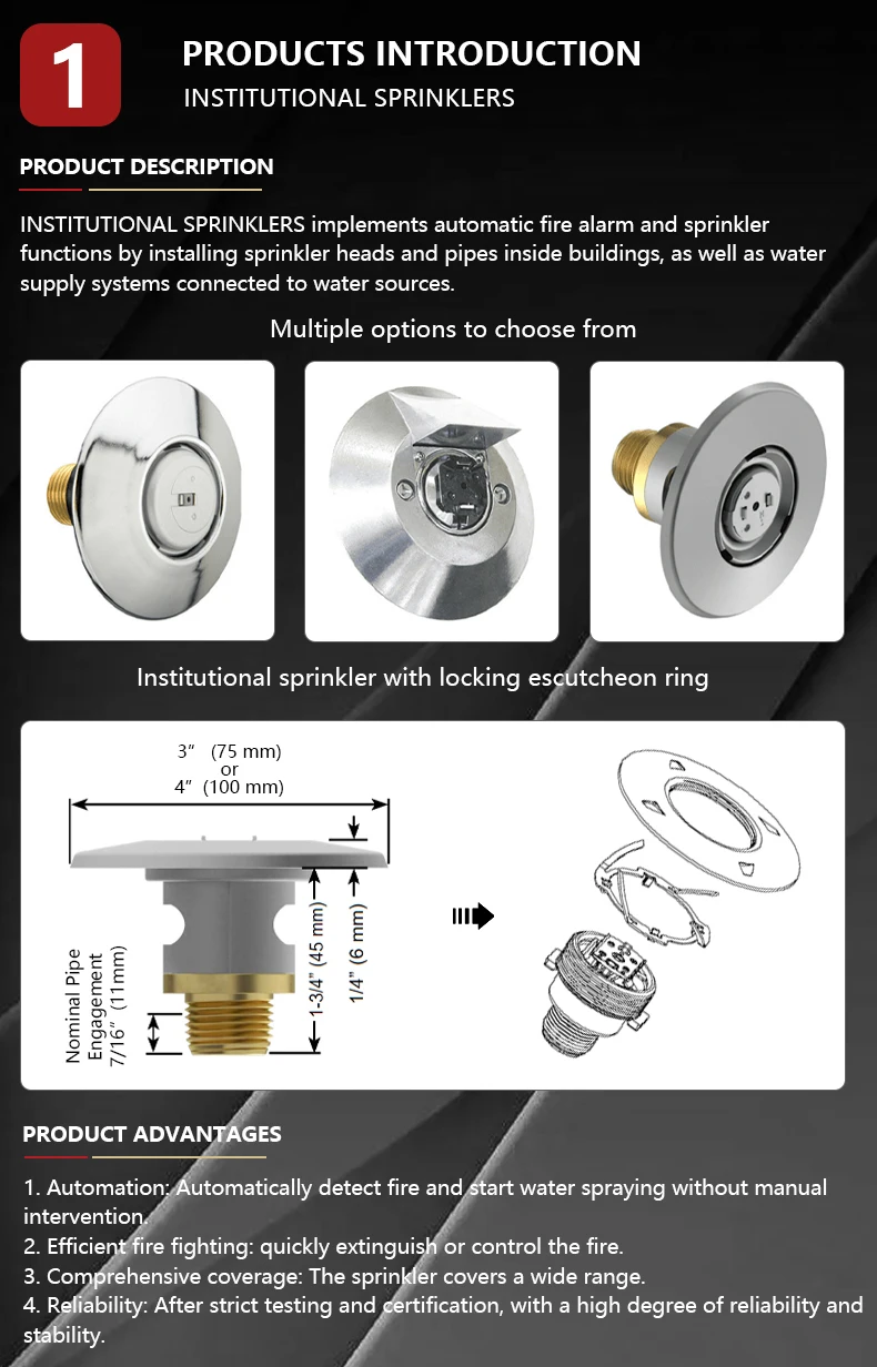 2024new Product Fire Fighting Equipment 1/2" Flush Fire Sprinkler 12 ...