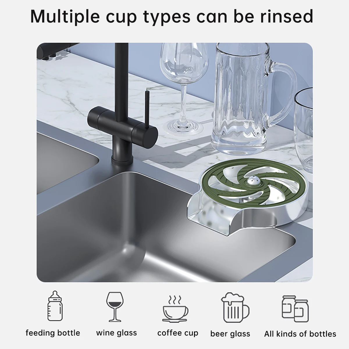 Stainless Steel Glass Rinser Glass Washer For Sink Automatic Water ...