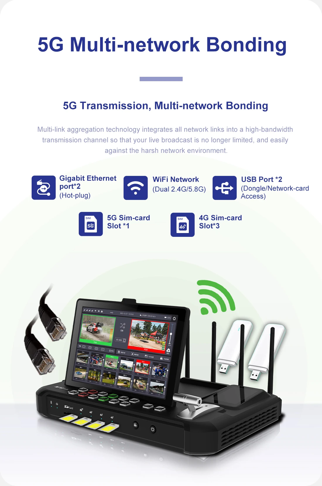 5G Bonding Video Switcher - 12 Channel Switching & Streaming