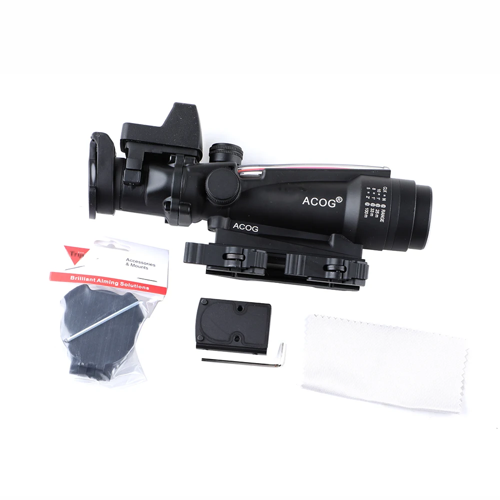 Tactical Acog 3.5x35 Prism Scope Sight Qd Quick Detach Red Fiber ...