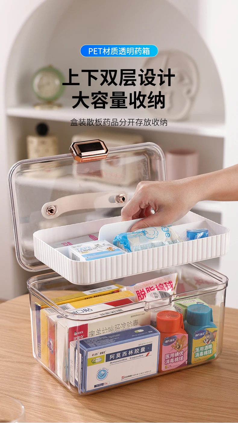 Medicine Chest Family Container Compartments Medicine Storage Box Large ...