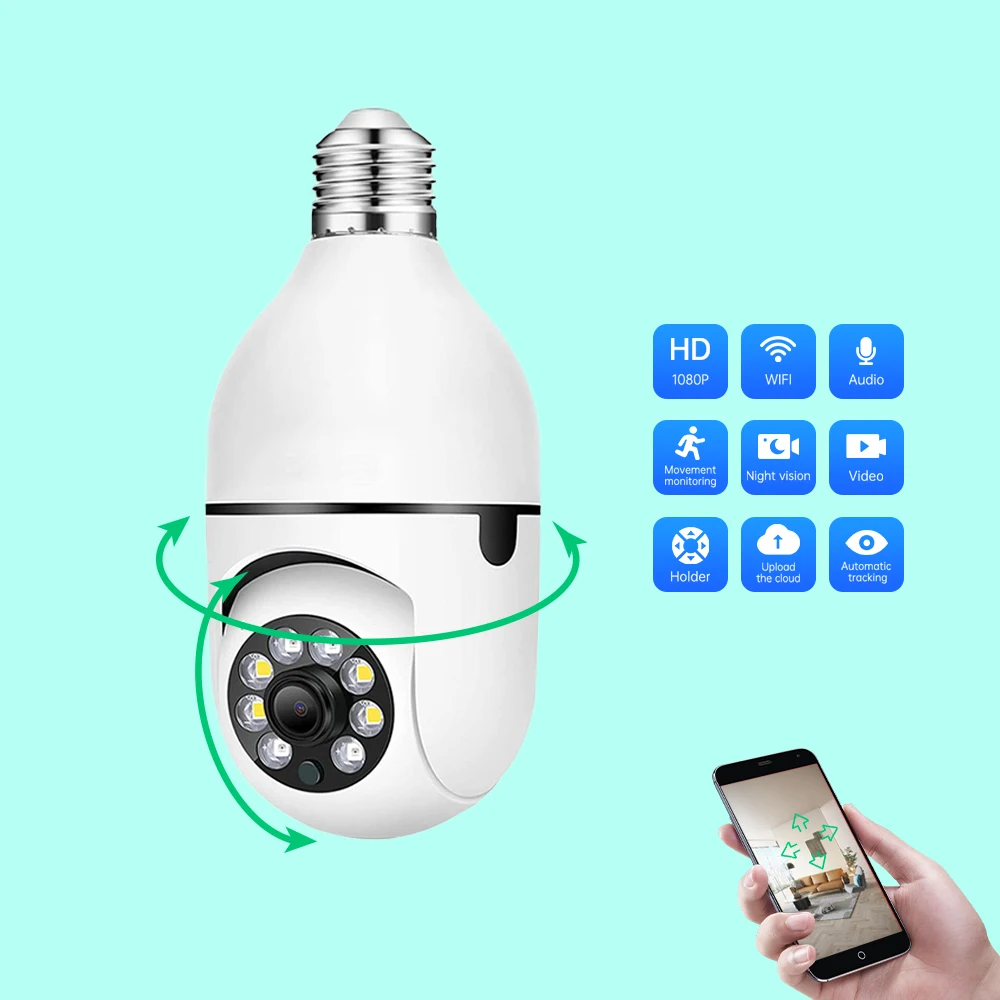 E27 Socket Lamp Holder Full Color 720p 360 Panoramic CCTV Wifi IP ...
