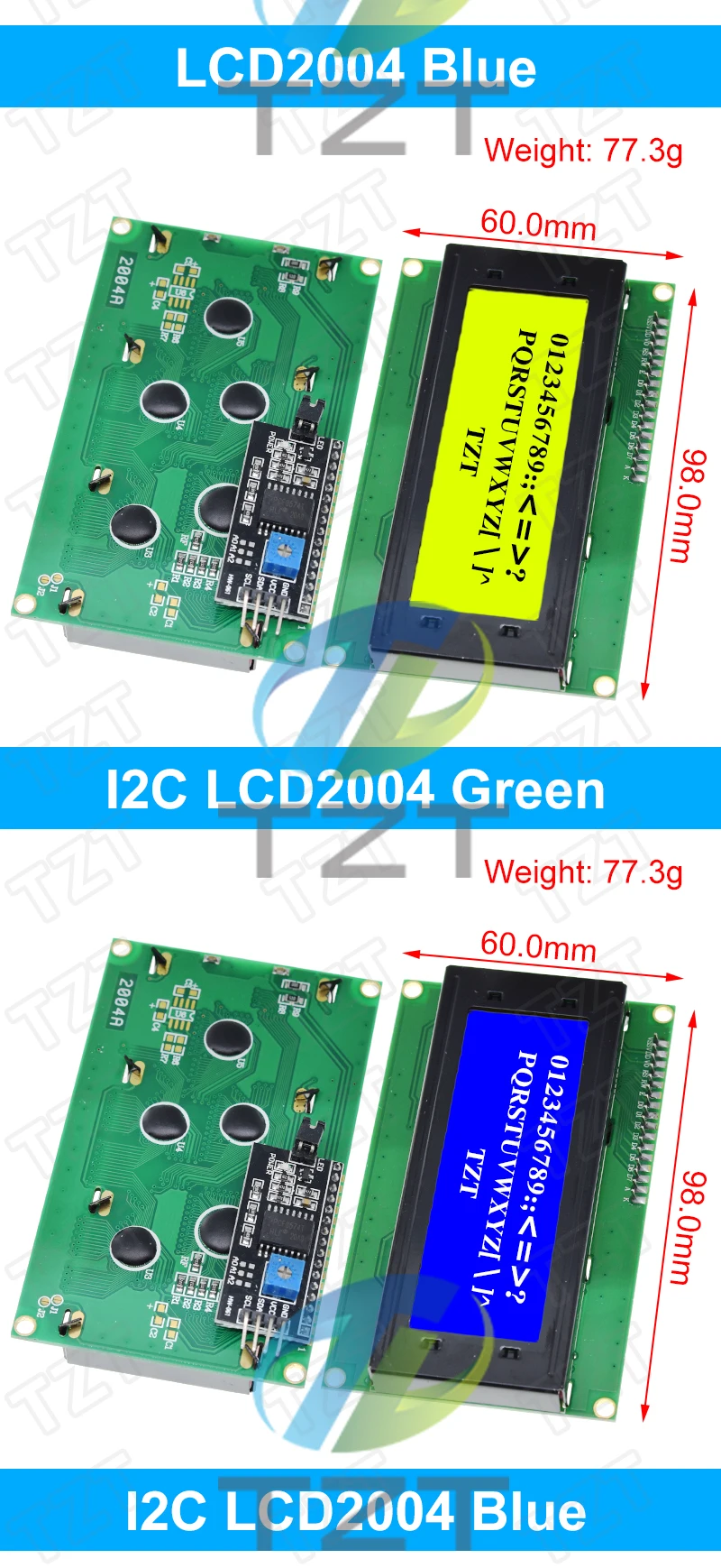 Tzt Lcd Module Blue Green Screen For Arduino 0802 1602 2004 12864 Lcd Character Uno R3 Mega2560 ...