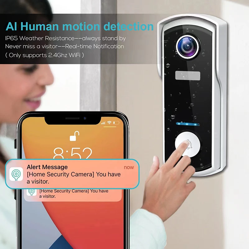 Tuya Smart Video Doorbell Intercom System Hd Camera Two-way Audio Real ...