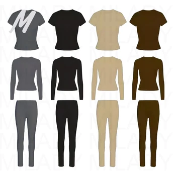 Custom Women's Clothing Two Piece Set Skim Loungewear Casual Leggings ...