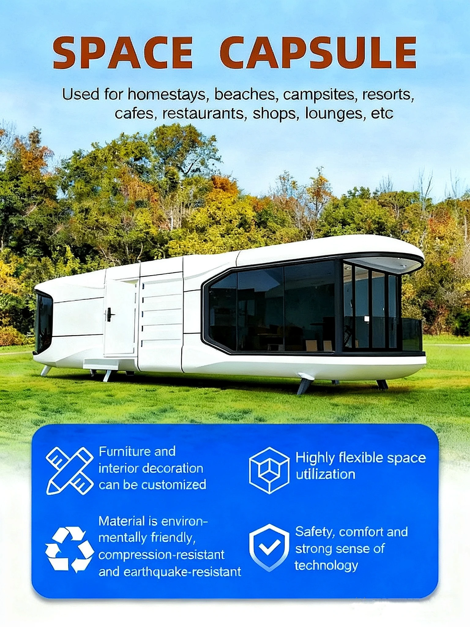 2025 Luxury Prefabricated Space Capsule House for Campgrounds Vacation ...