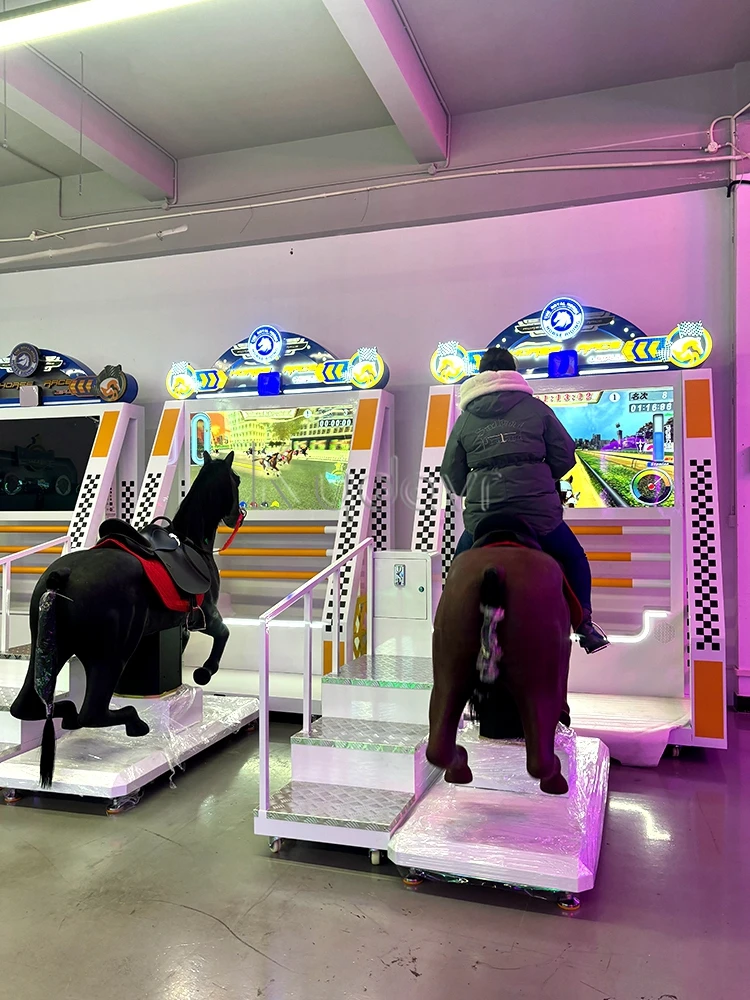 Amusement Park Carnival Electric Coin Operated Golden Sport Royal Horse ...