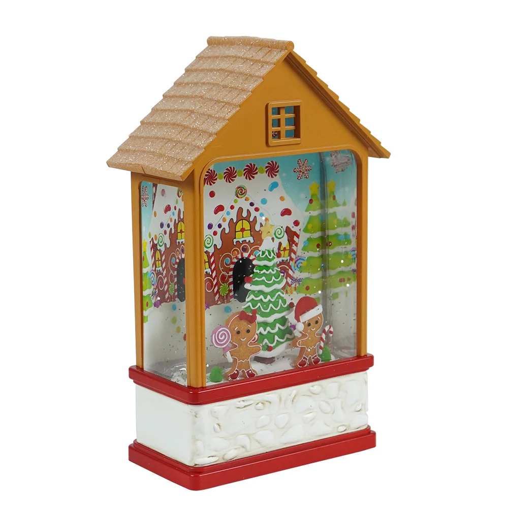 Melody Led Light Up Resin Swirling Glitter Gingerbread House Xmas Scene ...