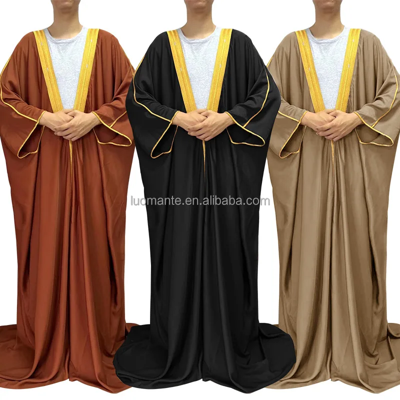 Wholesale Bisht Arabic Cloak Islamic Muslim Dubai Men Bisht Abaya Eid ...
