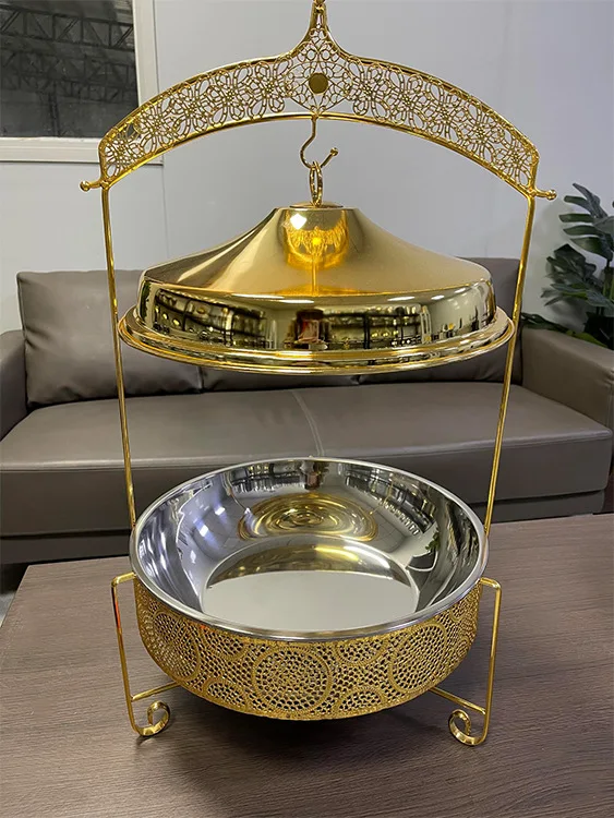 Hotel Luxury Stainless Steel Hanging Food Warmer Buffet Catering Gold Chafing Dish - Buy Buffet ...
