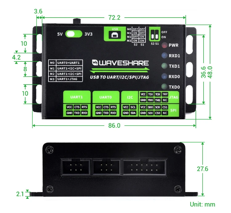 Usb To Uart/i2c/spi/jtag Converter Downloader Serial Port Module ...