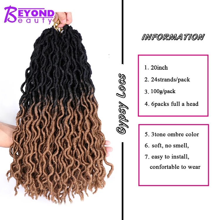 Synthetic Wavy Gypsy Locs Hair Nu Soft Faux Locs Crochet Jumbo Crotchet ...