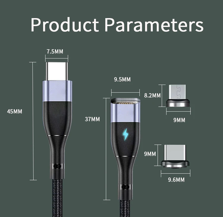 Round Shape Magnetic Usb 3 In 1 Charging Cable Magnet Charger Usb-c ...