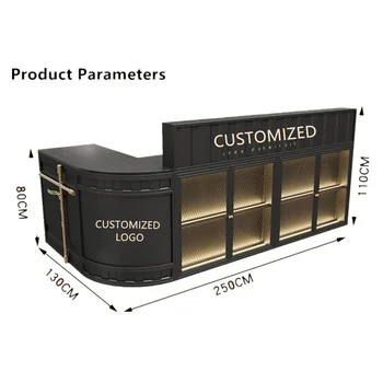 Customized Cash Register Corner Bar Counter Industrial Reception Desk ...