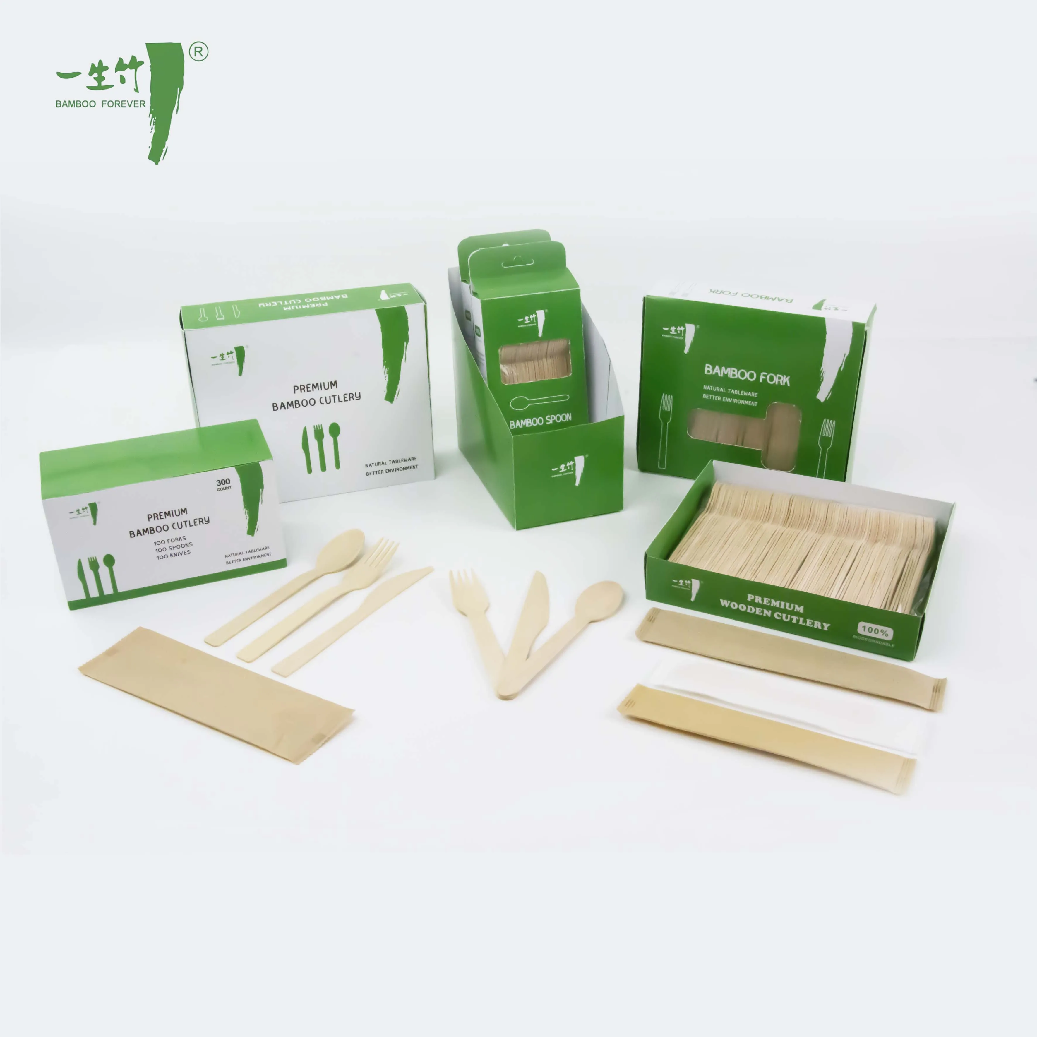 Luxury Bamboo Wood Disposable Cutlery Set Biodegradable Tableware ...