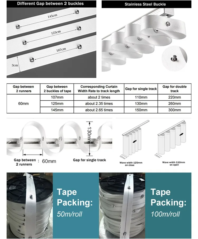 Aluminum Ceiling Mount Electric Ripple Fold Smart Double Track Curtain ...