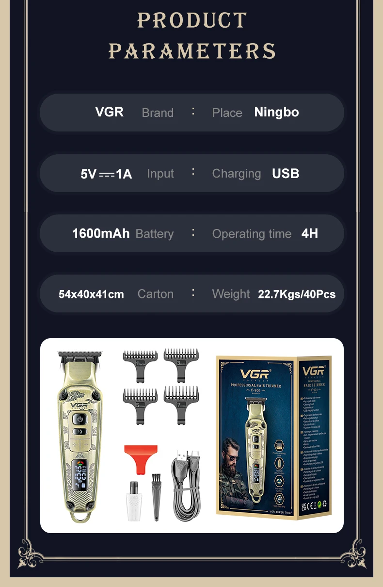 VGR V-901 Hair Cut Machine - Professional Cordless Trimmer