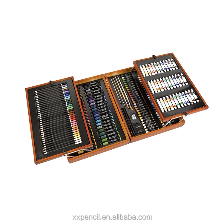 Multilayer Cartoon Kids Painting Set Hexagon Color Box Pencil Pastel ...