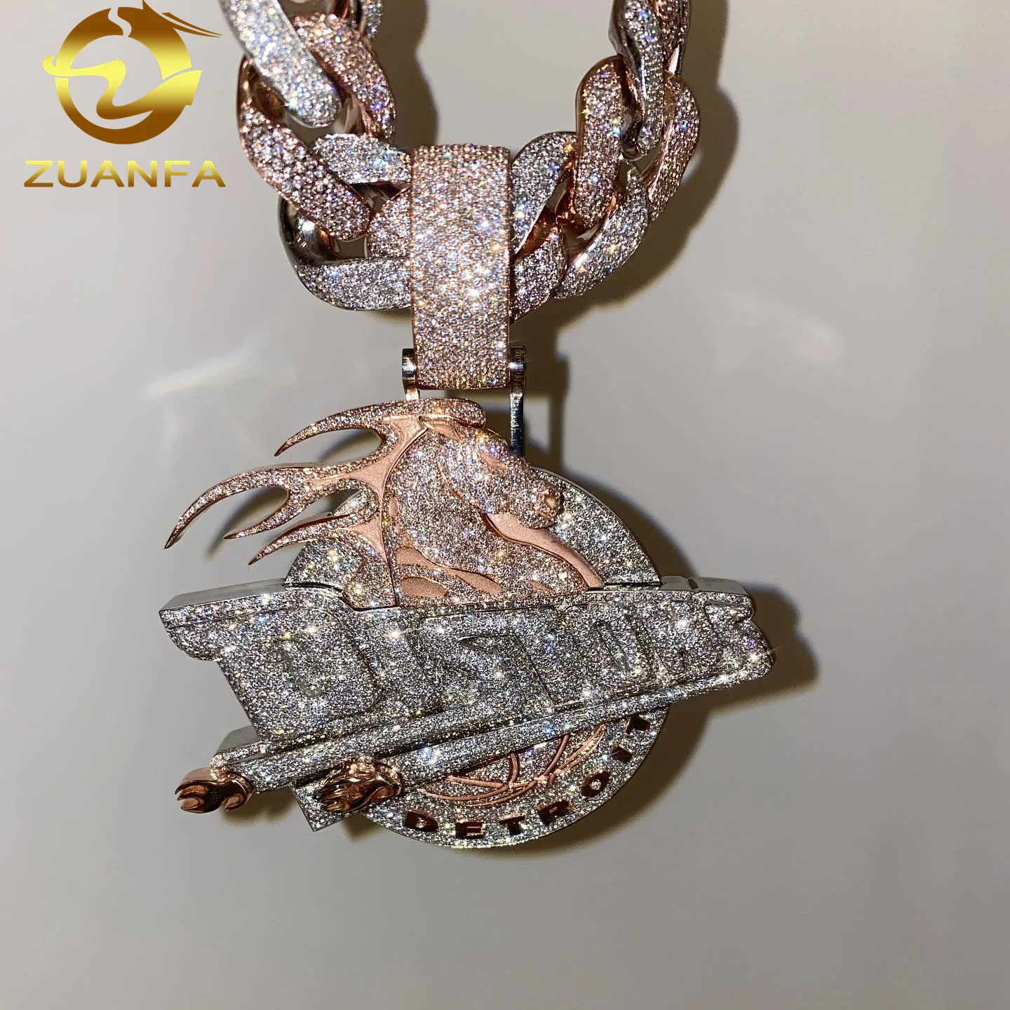 Custom Iced Out Moissanite Pendant for Men - Two Tone Plating Name ...