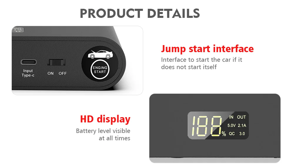 Wholesale 16000mah Jump Starter Peak 1600a Starting Device Power Bank ...