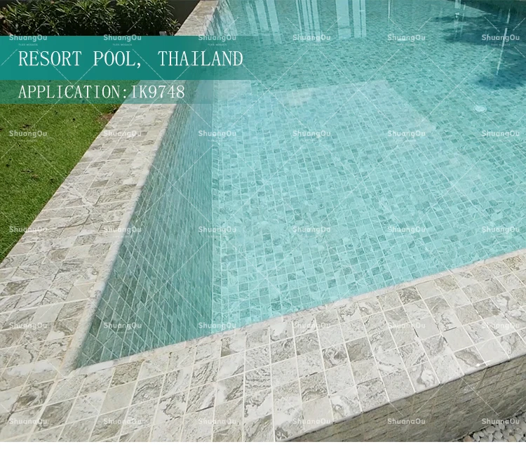 White Marble Look Anti-Slip Pool Tiles - Wholesale Price